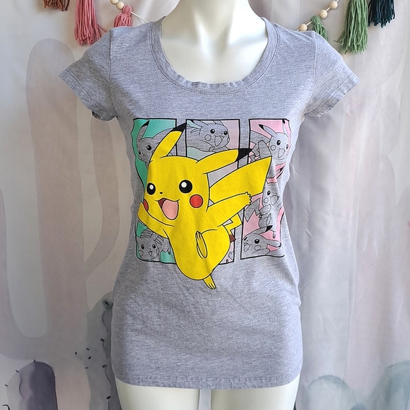 Mighty Fine | Tops | Pokmon Anime Pikachu Tshirt Gray Juniors Mighty ...